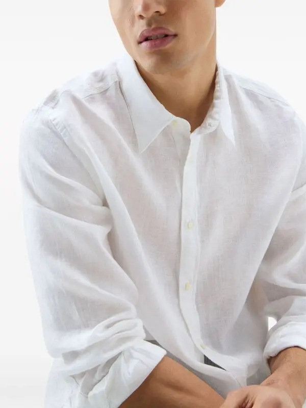 Woolrich Point-collar Linen Shirt - White
