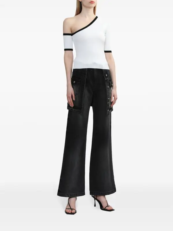 JUUN.J Contrasting-trim One-shoulder Top