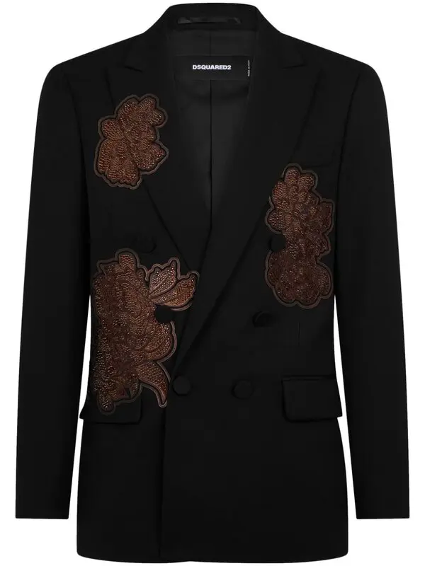 Dsquared2 Rhinestone-embellished Double-breasted Blazer - Black