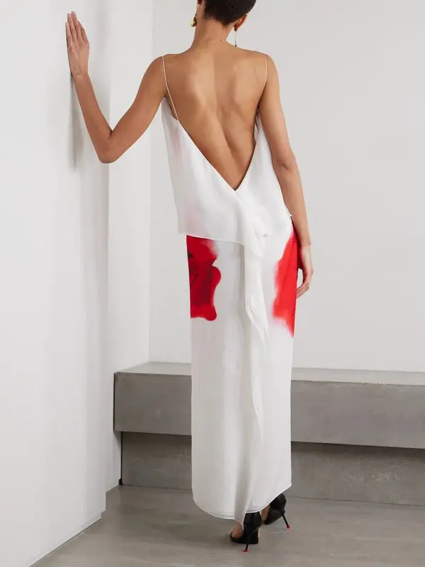 Alexander McQueen Draped Printed Silk-chiffon Maxi Dress