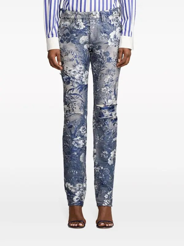 Ralph Lauren Floral Jacquard Distressed Jeans