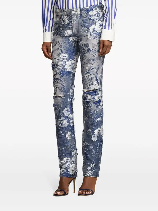 Ralph Lauren Floral Jacquard Distressed Jeans