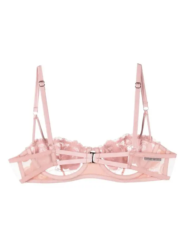 FLEUR DU MAL Rose-embroidered Balconette Bra