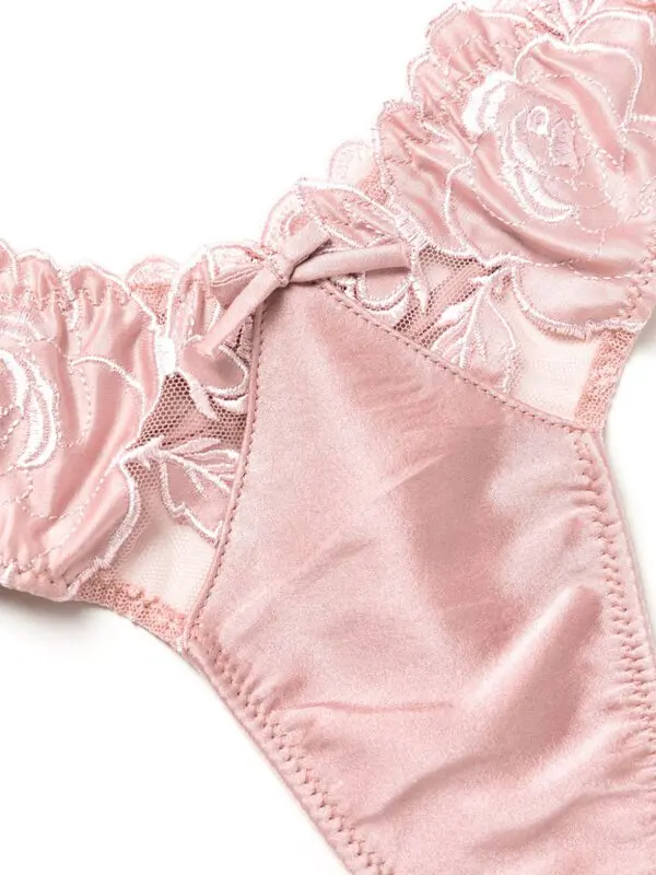 FLEUR DU MAL Rose-embroidered Thong