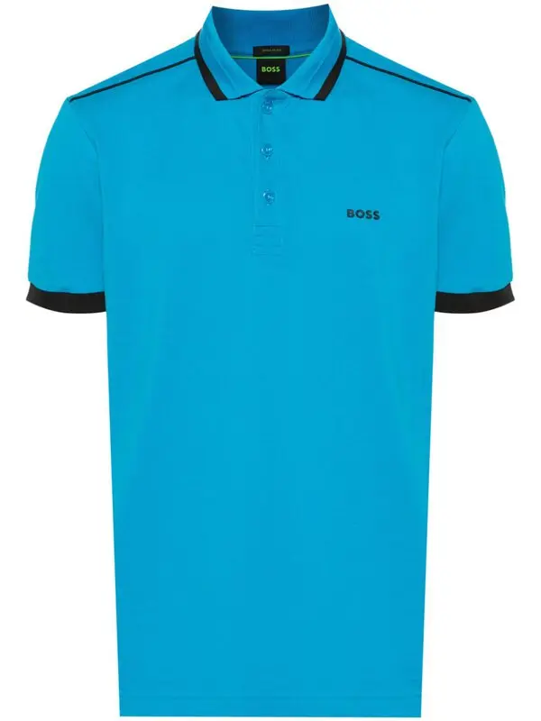 BOSS Logo-print Piqué Polo Shirt - Blue