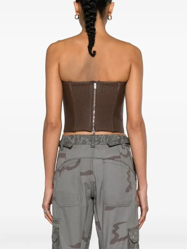 Amiri Bustier Leather Top - Brown
