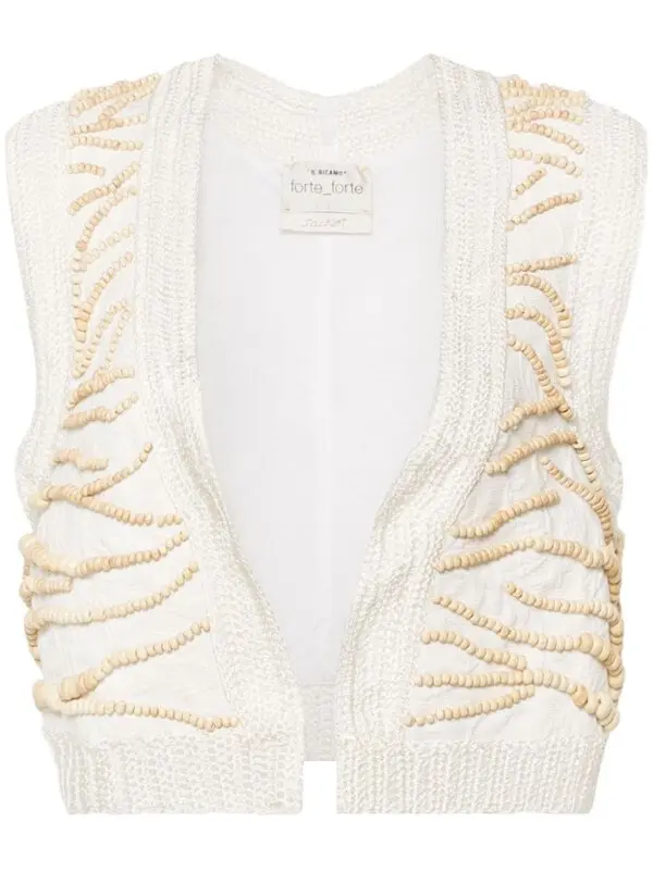 FORTE_FORTE Beaded Crochet Waistcoat - White