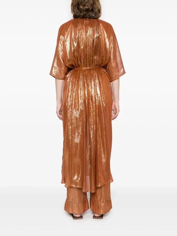 FORTE_FORTE Metallic-threading Tied-waist Coat
