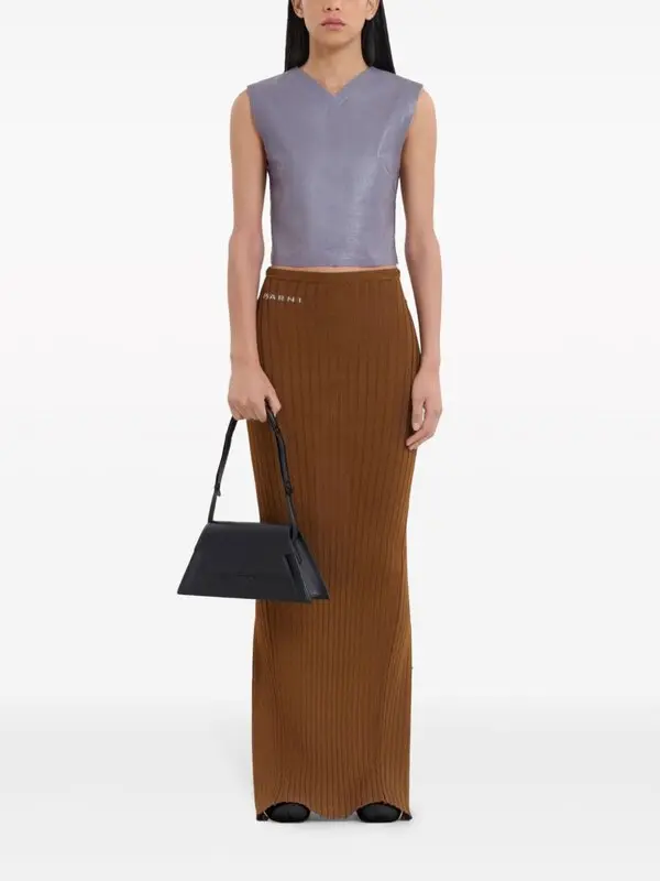 Marni Logo-debossed Leather Shoulder Bag - Black