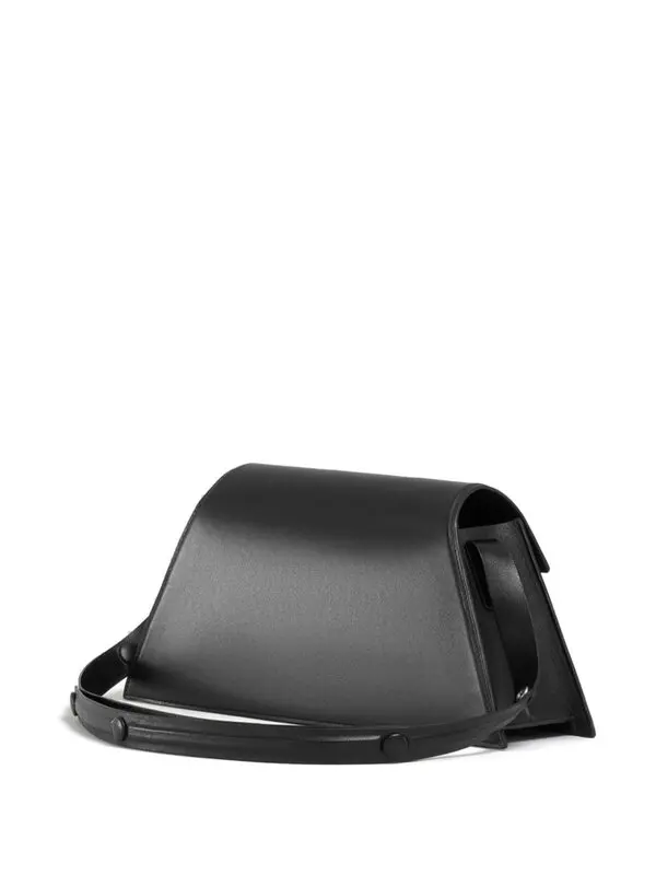 Marni Logo-debossed Leather Shoulder Bag - Black