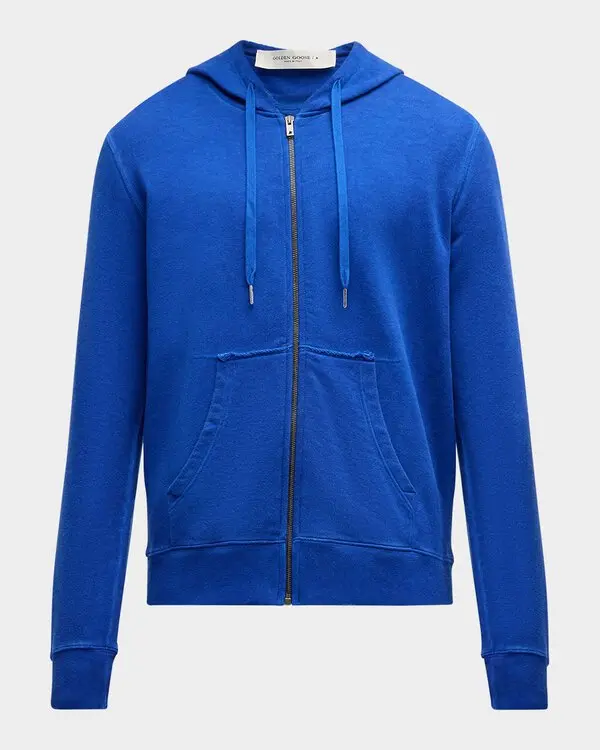 Golden Goose Journey Logo Zip Hoodie - Mazarine Blue Optic White