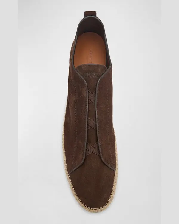 Zegna Triple Stitch Suede Espadrille Sneakers
