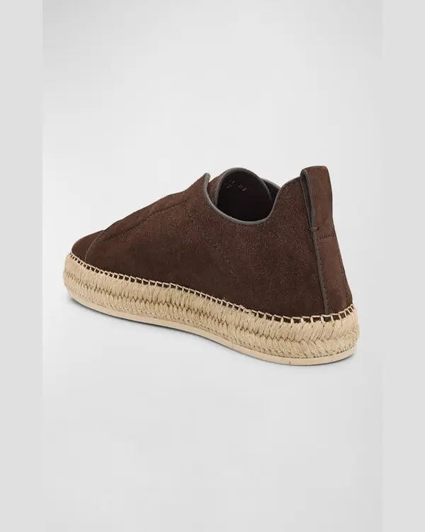 Zegna Triple Stitch Suede Espadrille Sneakers