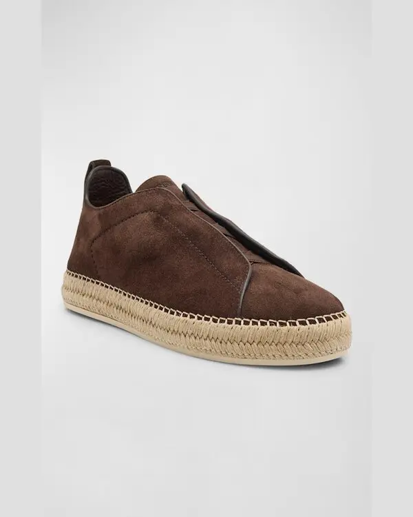Zegna Triple Stitch Suede Espadrille Sneakers