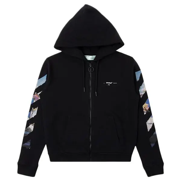 Off-White Diag Print Zip Up Hoodie
