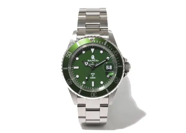 BAPE A Bathing Ape Type 1 Bapex Watch - Green/silver