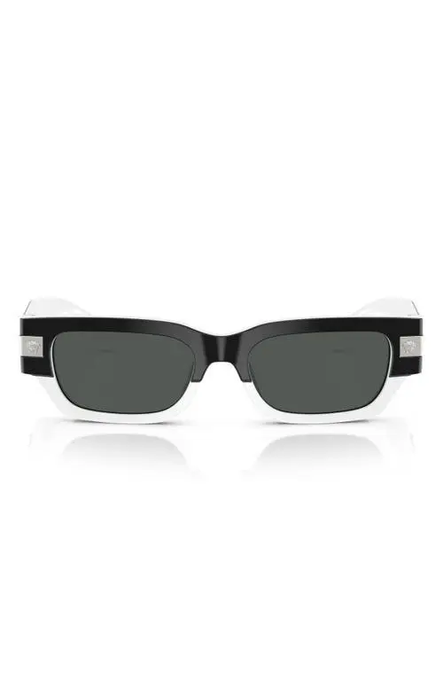Versace 53mm Plaque Rectangular Sunglasses - Black White