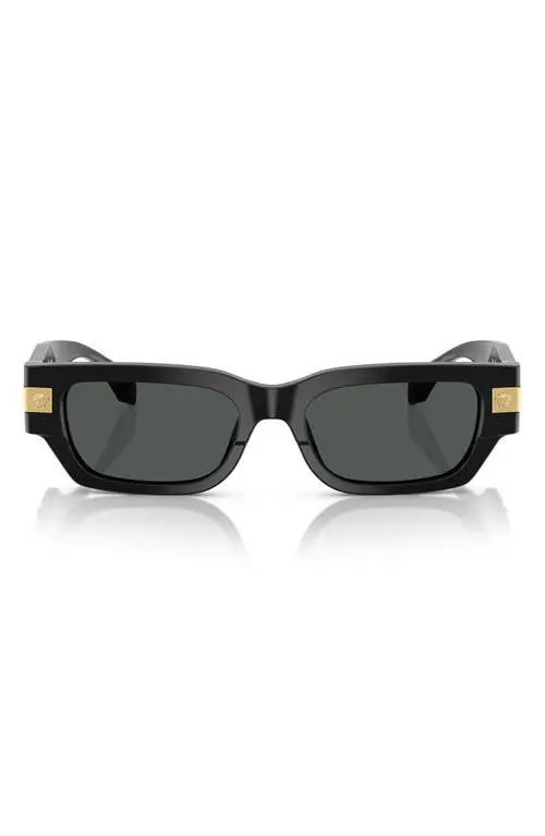 Versace 53mm Plaque Rectangular Sunglasses - Black