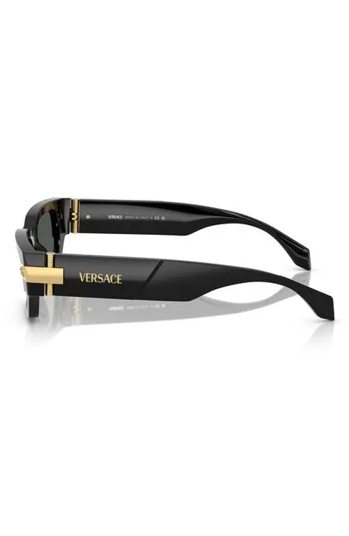 Versace 53mm Plaque Rectangular Sunglasses - Black