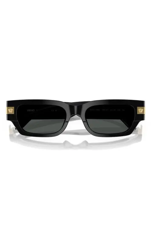 Versace 53mm Plaque Rectangular Sunglasses - Black