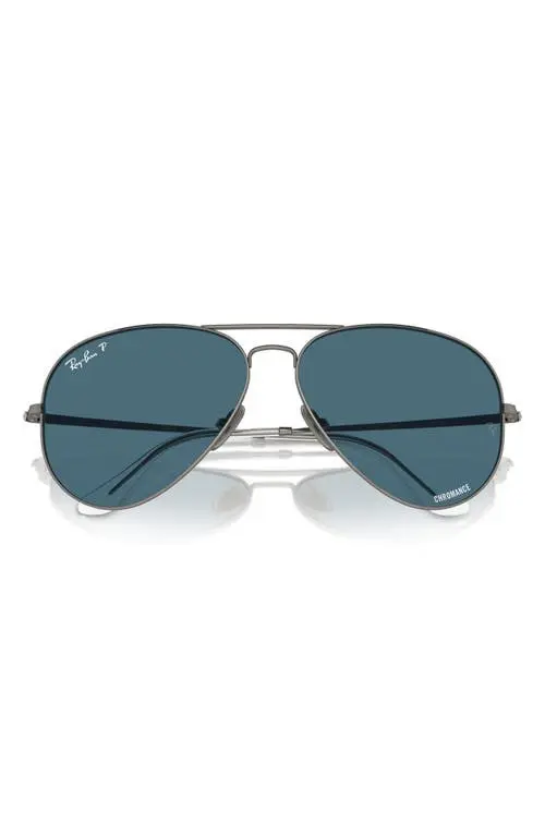 Ray-ban 58mm Polarized Aviator Sunglasses - Polar Blue