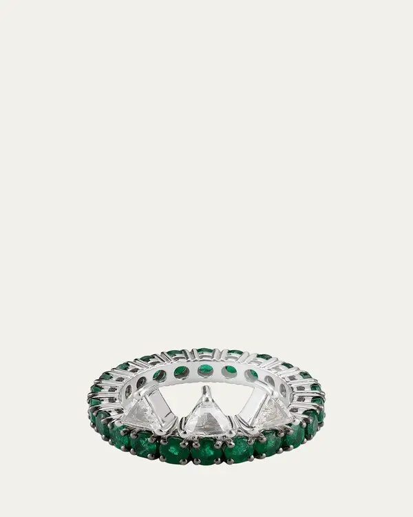 SAVOLINNA Ferox Trinity Emerald And Diamond Band Ring - White Gold