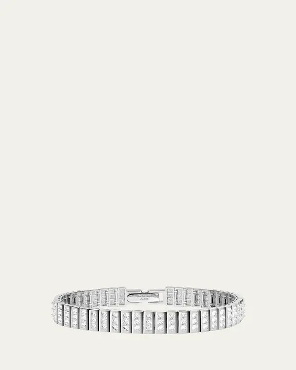 SAVOLINNA Be Spiked Diamond Tennis Bangle Bracelet - White Gold