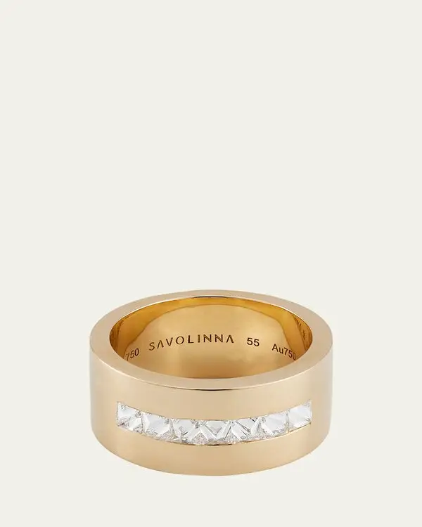 SAVOLINNA Be Spiked Diamond Row Stack Band Ring - Gold