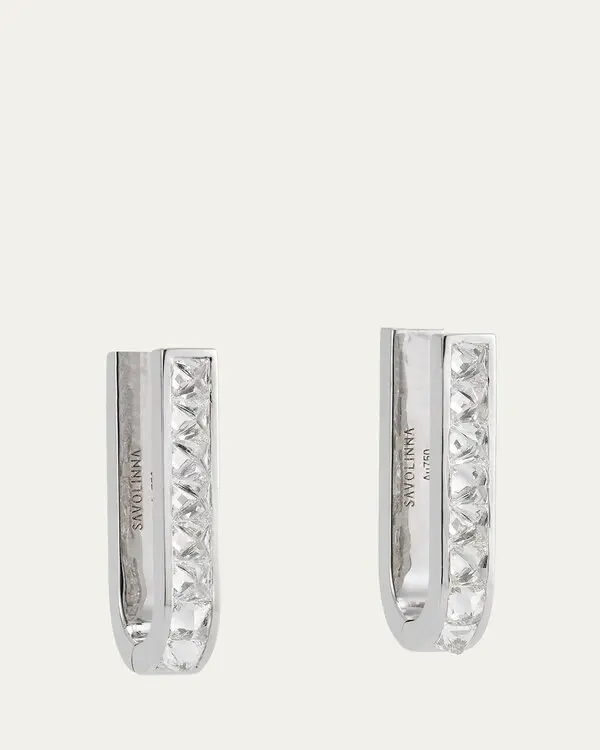 SAVOLINNA Be Spiked Diamond Hoop Earrings - White Gold