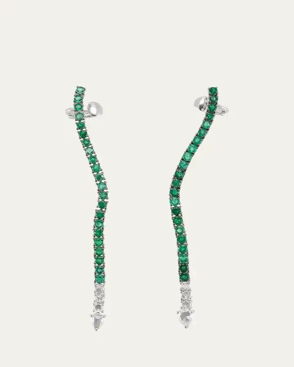 SAVOLINNA Ferox Emerald And Diamond Ear Climber - White Gold