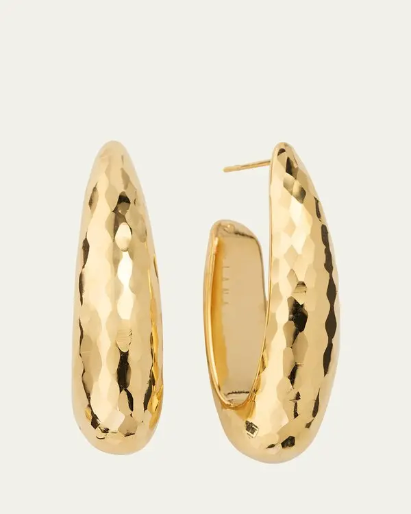 Lana Jewelry 14k Elongated Wide Disco Hoop Earrings - Gold