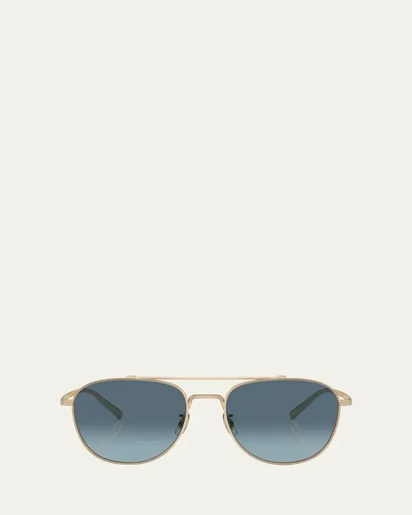 Oliver Spencer Rivetti Titanium Aviator Sunglasses - Blue Gradient