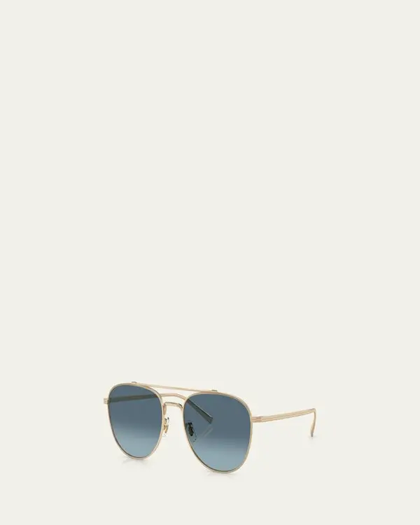Oliver Spencer Rivetti Titanium Aviator Sunglasses - Blue Gradient