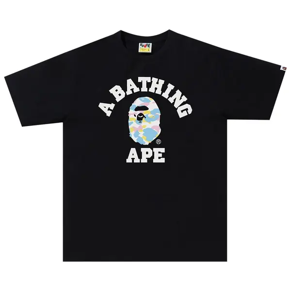 A BATHING APE New Multi Camo College Tee - Black