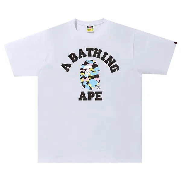 A BATHING APE Multi Camo College Tee - White