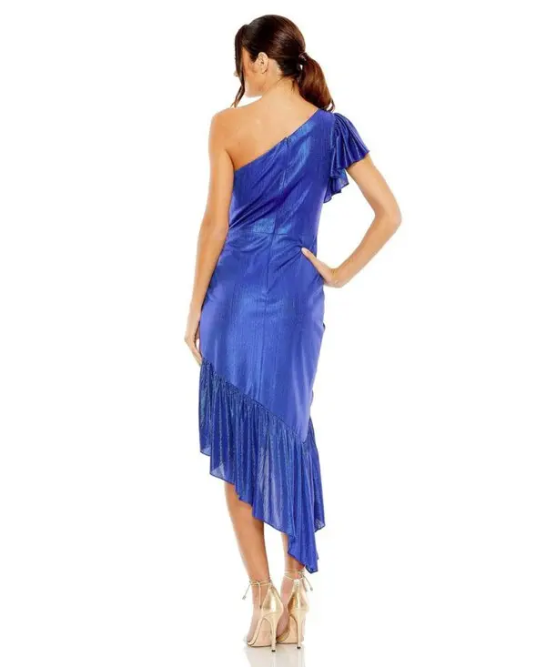 Mac Duggal Ieena One-Shoulder High-Low Dress Cobalt Editorialist