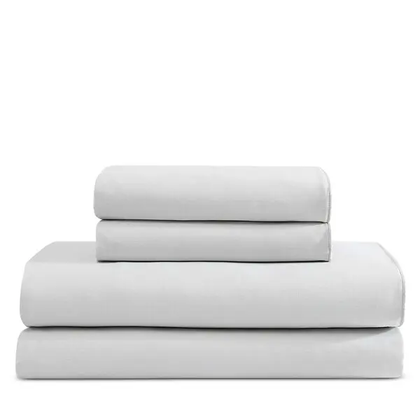 Calvin Klein Pearl Edge Cotton Sateen 300 Thread Count Sheet Set - Pastel Grey