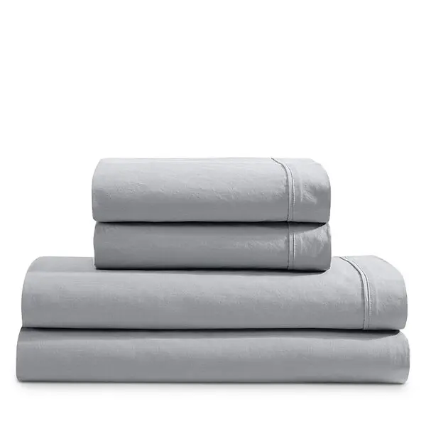 Calvin Klein Washed Percale Cotton 4 Piece Sheet Set - Medium Grey