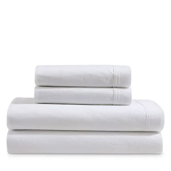 Calvin Klein Washed Percale Cotton 4 Piece Sheet Set - White