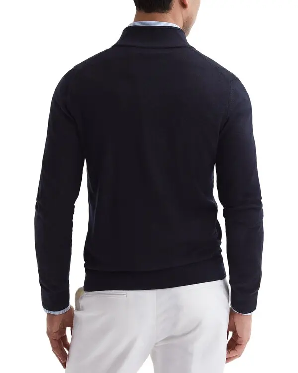 REISS Hampshire Slim Fit Wool Zip Sweater - Navy