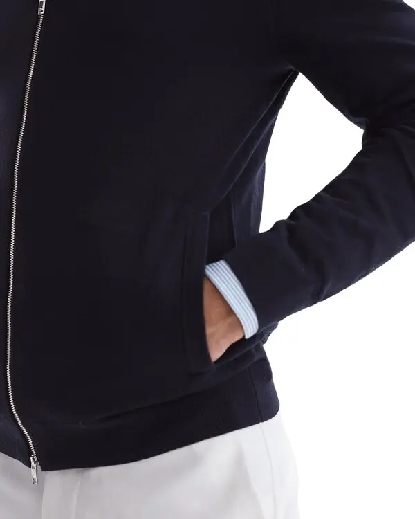 REISS Hampshire Slim Fit Wool Zip Sweater - Navy