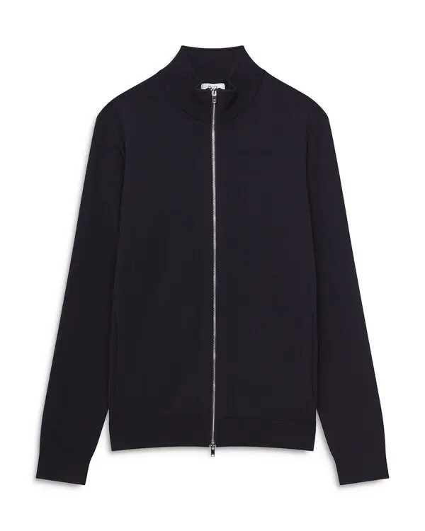 REISS Hampshire Slim Fit Wool Zip Sweater - Navy