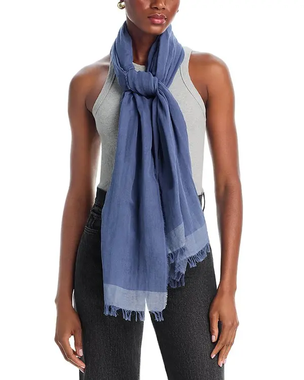 Vince Cotton Border Stripe Scarf - Azul