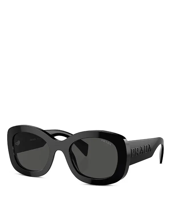 Prada 55mm Oval Sunglasses - Black/gray Solid