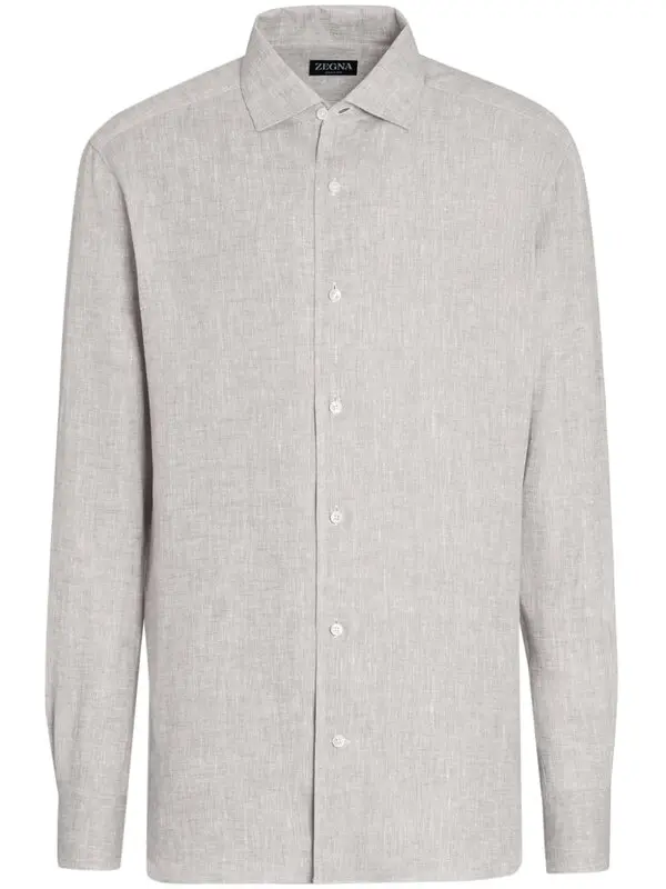 Zegna Oasi Long-sleeve Linen Shirt - Neutrals