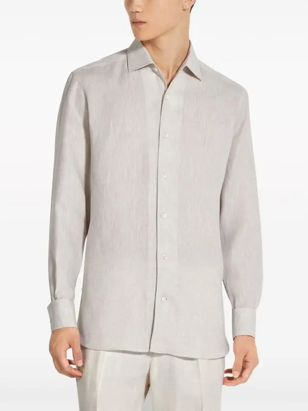 Zegna Oasi Long-sleeve Linen Shirt - Neutrals