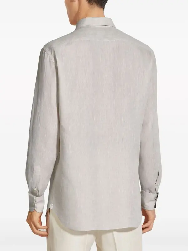 Zegna Oasi Long-sleeve Linen Shirt - Neutrals