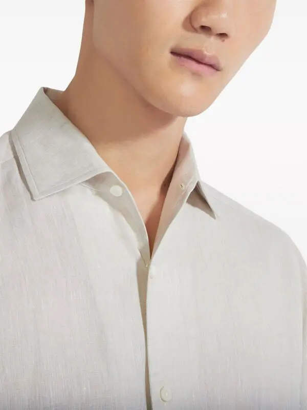Zegna Oasi Long-sleeve Linen Shirt - Neutrals