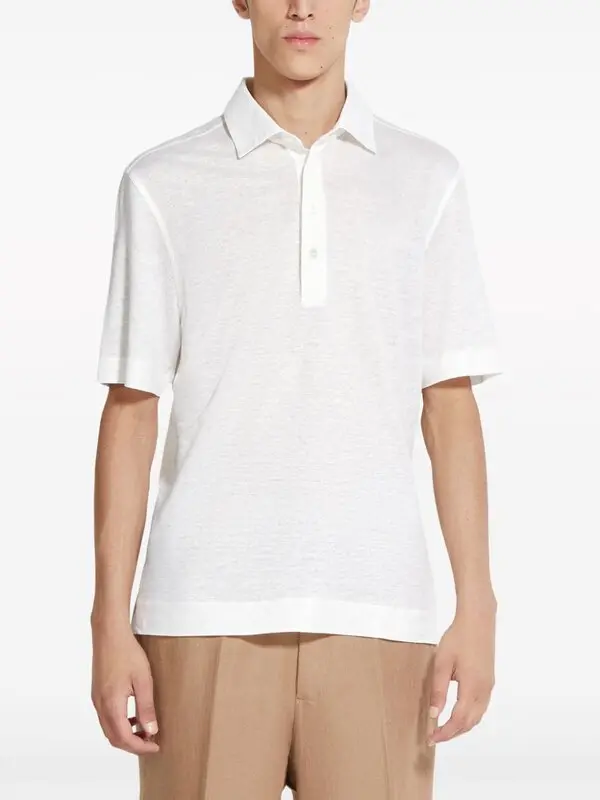 Zegna Linen Polo Shirt - White