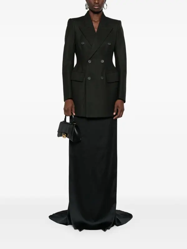 Balenciaga Hourglass Checked Wool Blazer